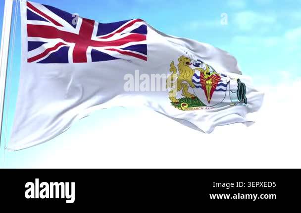 British Antarctic Territory Horizontal Flag in the Sky Speed Waving ...