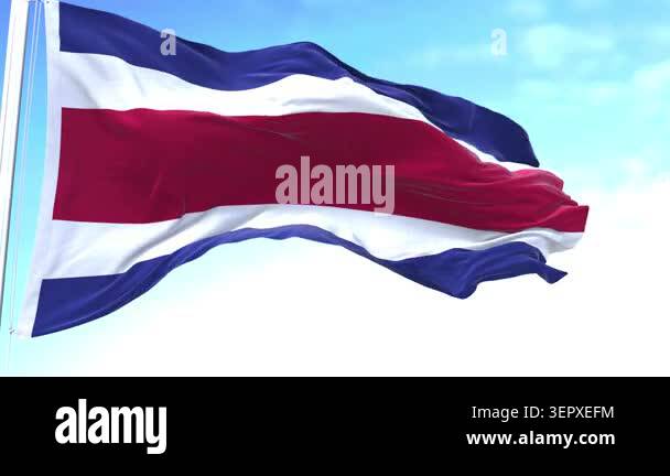 Costa Rica Horizontal Flag in the Sky Speed Waving Stock Video Footage ...