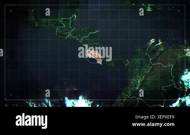 COSTA RICA Rotating Map Satelite Map Style Stock Video Footage - Alamy