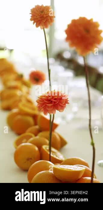 Vertical video showing close-up of a table runner decorated with ...