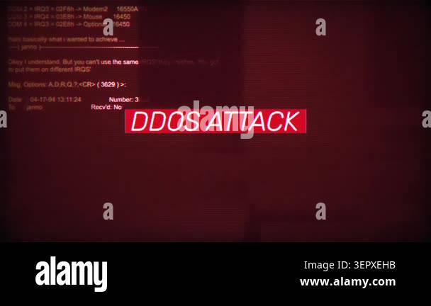 DDoS attack trendy and powerful words on digital screen message on ...