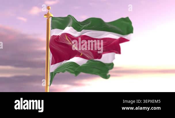 Suriname Flag Waving in the Wind 4K Cinematic Animation Stock Video ...