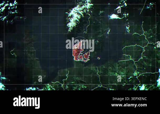 DENMARK Rotating Map Satelite Map Style Stock Video Footage - Alamy