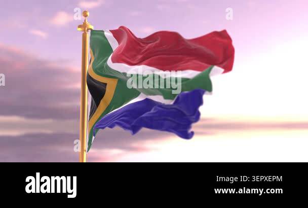 South Africa Flag Waving in the Wind 4K Cinematic Animation Stock Video ...