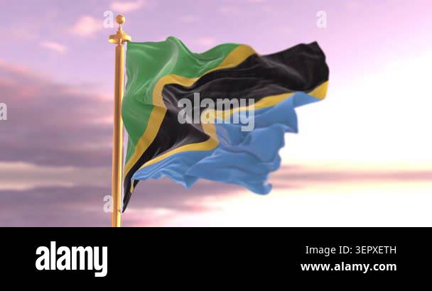 Tanzania Flag Waving in the Wind 4K Cinematic Animation Stock Video ...