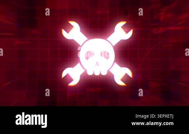 System Compromised Skull Warning Screen V02 Stock Video Footage - Alamy