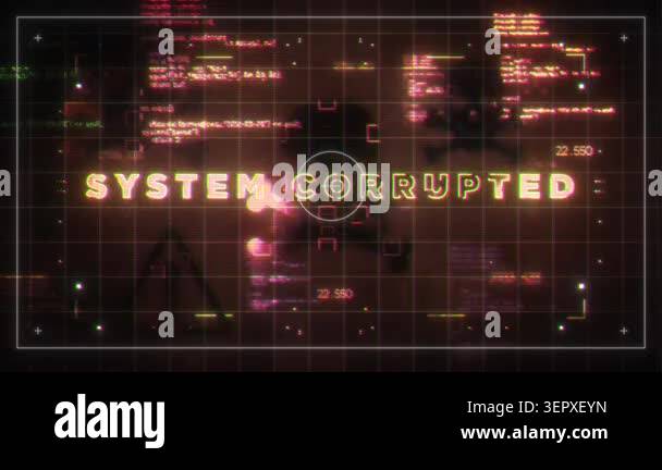 SYSTEM CORRUPTED trendy hacking and cybersecurity words Stock Video ...