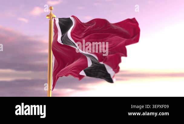 Trinidad and Tobago Flag Waving in the Wind 4K Cinematic Animation ...