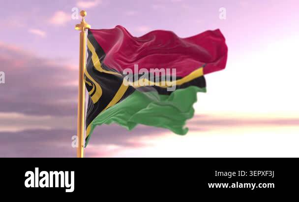 Vanuatu Flag Waving in the Wind 4K Cinematic Animation Stock Video ...