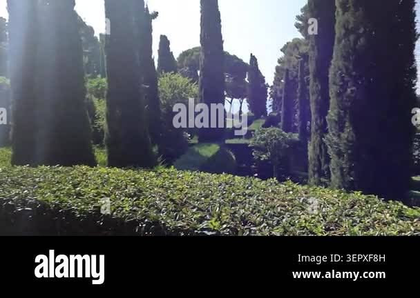 Peaceful sunny pathway in Santa Clotilde gardens, Lloret de Mar ...