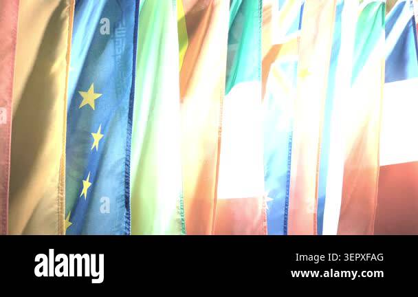 Camera Flashes On Flags Political Or Sports Event Stock Video Footage ...