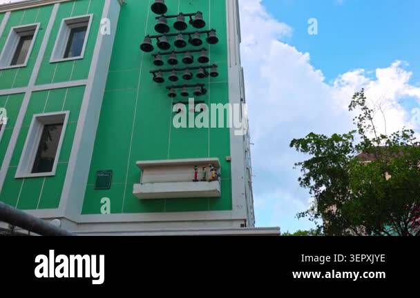 Close up view of Spritzer and Fuhrmann carillon facade with figurines ...