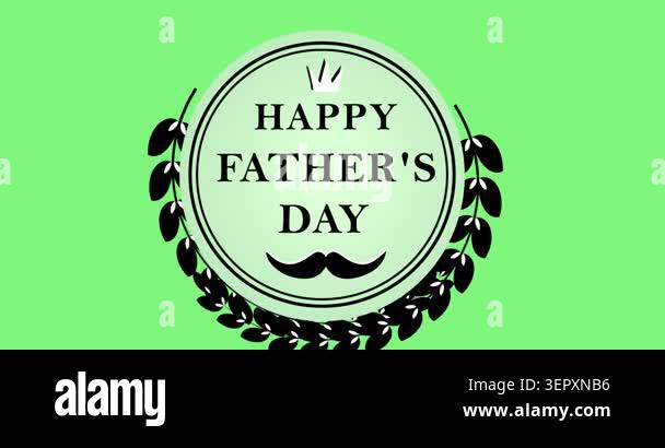 4K Happy Father's Day Greeting Badge with Mustache, Crown, and Laurel ...