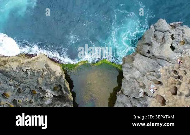 Aerial drone view of angel's billabong, a beautiful natural infinity ...