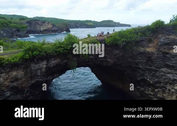 Incredible aerial view revealing the broken beach natural landmark on ...
