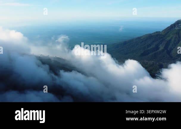 Stunning aerial view of the majestic ijen volcano on java island ...