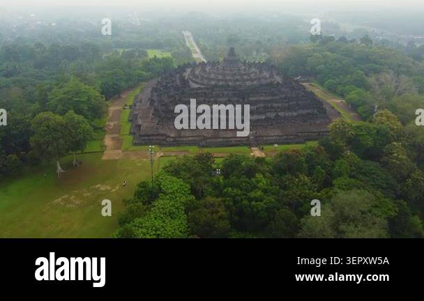 Majestic aerial view of the ancient borobudur temple, a stunning ...