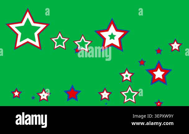 Vibrant star shapes in various sizes and colors on a lively green ...