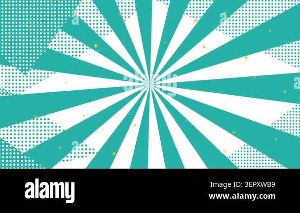 Dynamic animated background featuring a retro sunburst design with teal ...