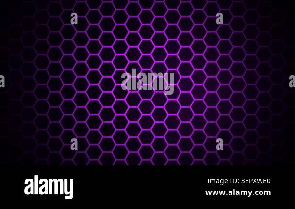 A seamless looping animation of an abstract purple hexagon grid pattern ...