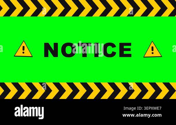 This animated video features a prominent 'NOTICE' sign flanked by ...