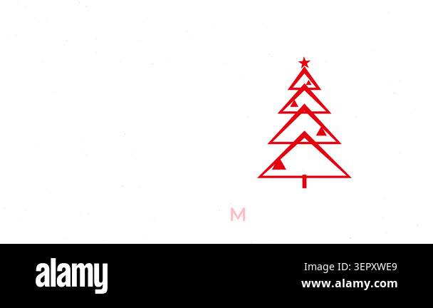 A simple red outline of a Christmas tree animates on a white background ...