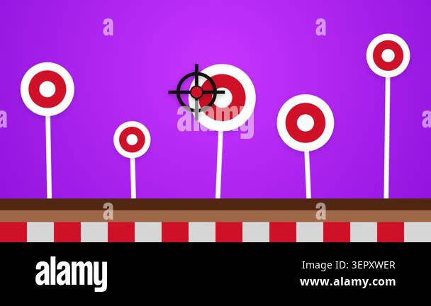 This animation features a crosshair moving across a purple background ...