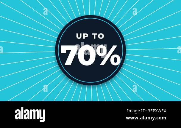 Animated graphic showing a sale promotion with "Up to 70%" text in a ...