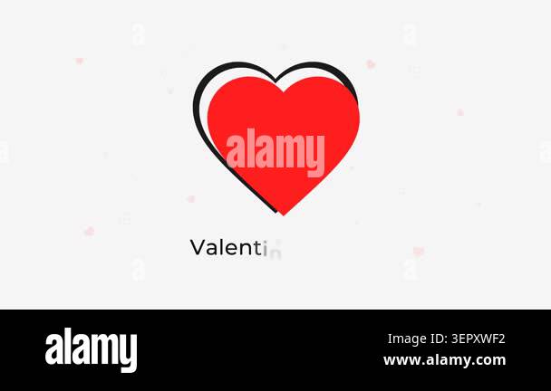 An animated red heart symbol with a black outline appears, expanding ...
