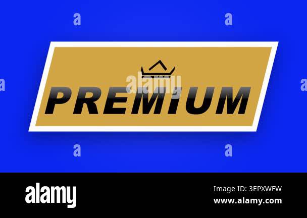 A golden premium label with a crown icon and bold text is displayed on ...