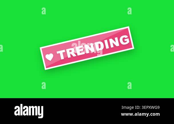 A vibrant pink 'TRENDING' button with a white heart icon animates on a ...