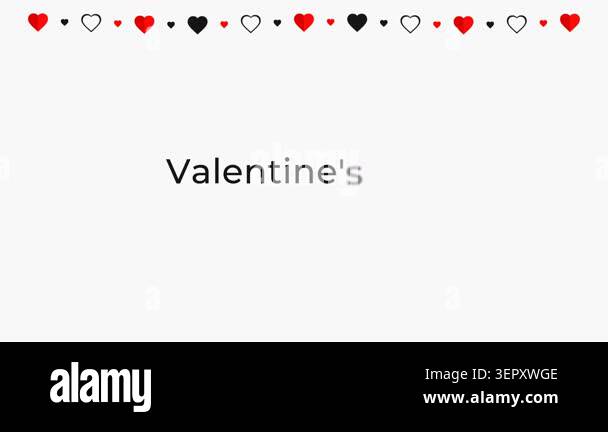 Animated text reading "Valentine's Day" appears on a clean white ...