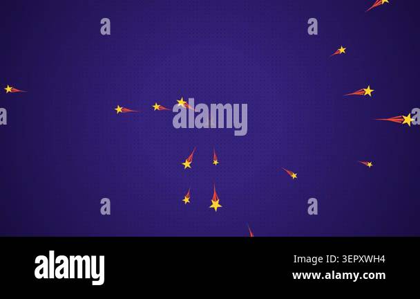 An abstract animation features numerous shooting stars with golden ...
