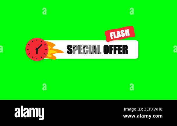 Animated graphic featuring a flash special offer banner with a ticking ...