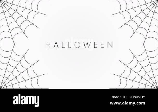 An animated white background features spooky spider webs in the corners ...