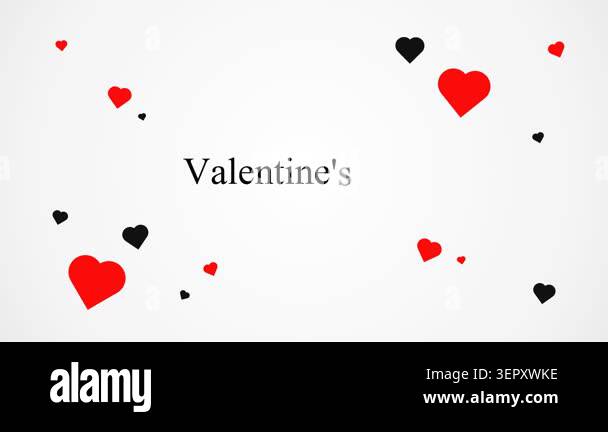 An animated video featuring red and black hearts floating around the ...