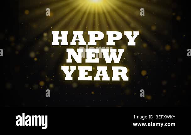 A festive animation wishing a Happy New Year, featuring golden light ...