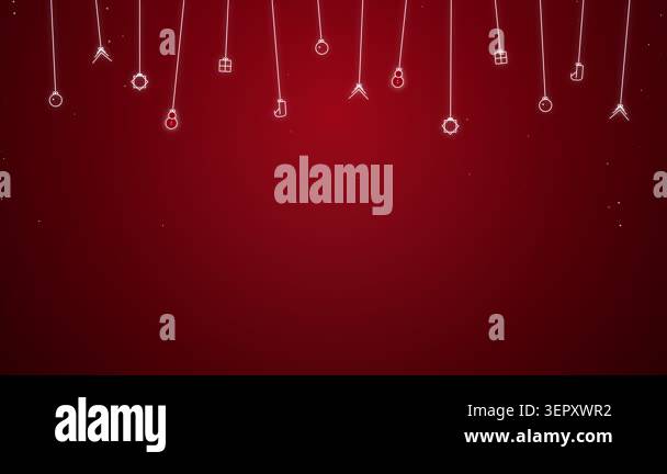 A vibrant red background features delicate white ornaments suspended ...