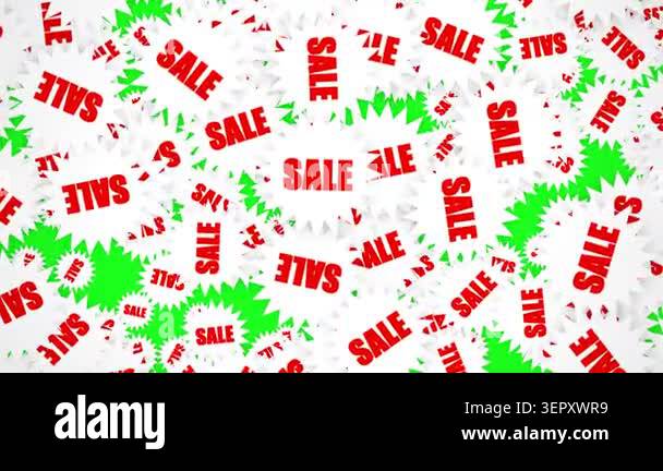 Dynamic animation featuring the word 'SALE' in red text, surrounded by ...