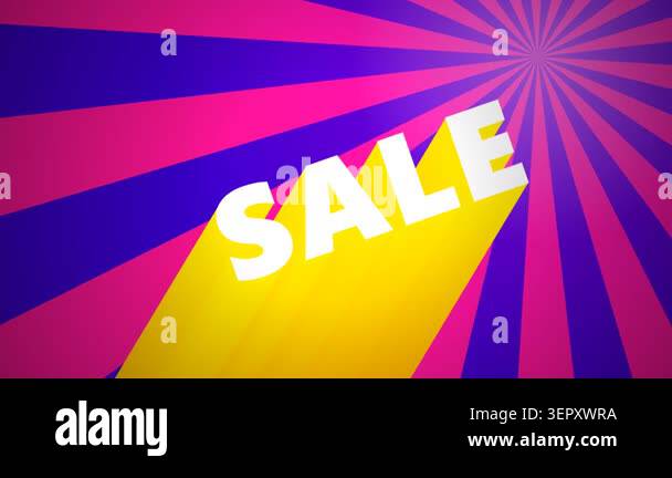 A vibrant animation featuring the word 'SALE' in bold white 3D letters ...
