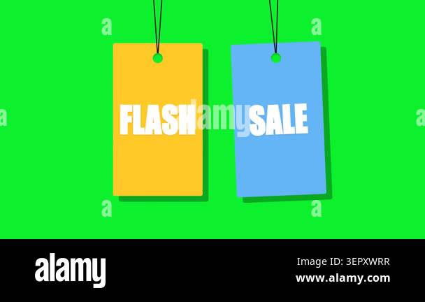 Two colorful tags, one orange with 'FLASH' and one blue with 'SALE ...