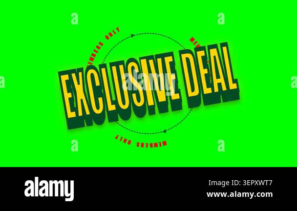 An animated exclusive deal offer appears on a vibrant green screen ...