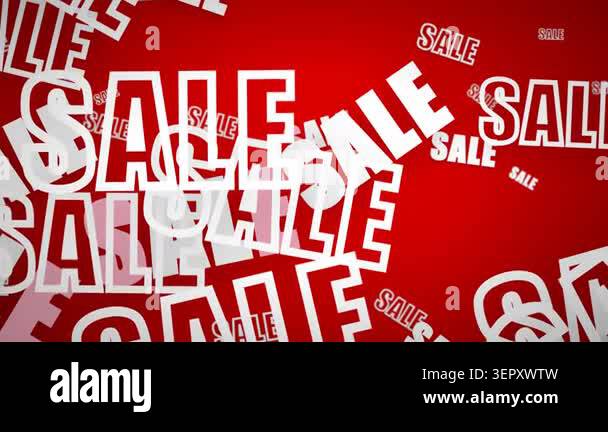 A vibrant red background features animated white 'SALE' text and dollar ...