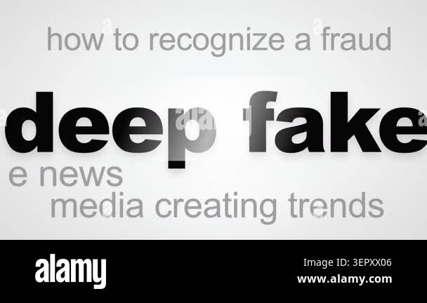 A conceptual graphic design featuring the text deep fake with ...