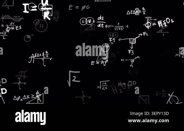 Flying Math Formula Equations Overlay Science Symbols. Math Calculation ...