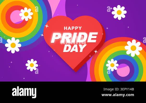 A vibrant and colorful graphic illustration celebrating Pride Day ...