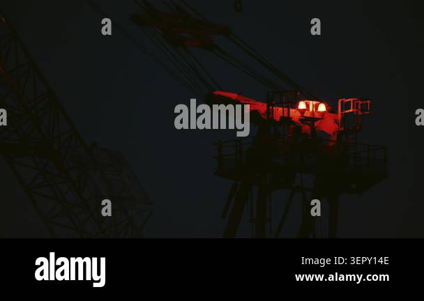 Tokyo, Japan - June 14, 2026: Lights of tower cranes at night Stock ...