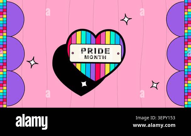 A vibrant and celebratory graphic design featuring a rainbow striped ...