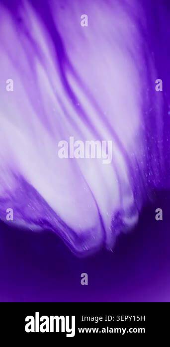 Vertical video. Glitter stream. Ink shiny background. Violet white blue ...