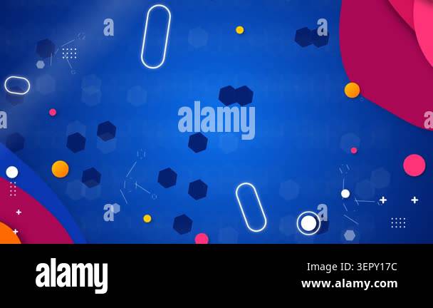 A vibrant abstract background featuring floating geometric shapes ...